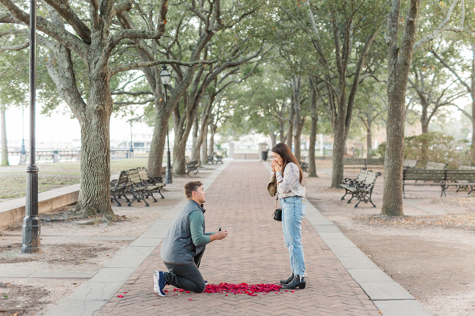 Best place to propose in Charleston, White Point Garden Proposal, White ...